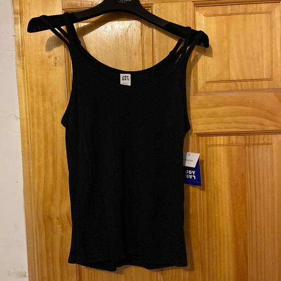 JoyLab | Tops | Lab Joy Seamlessly Knit Double Strap Stretch Black Tank ...